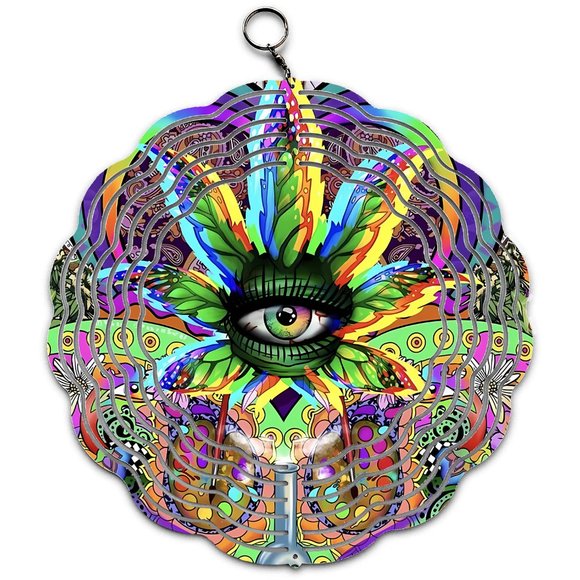 Design | Colorful Eyes Cannabis Leaves Psychedelic Design Wind Spinner ...